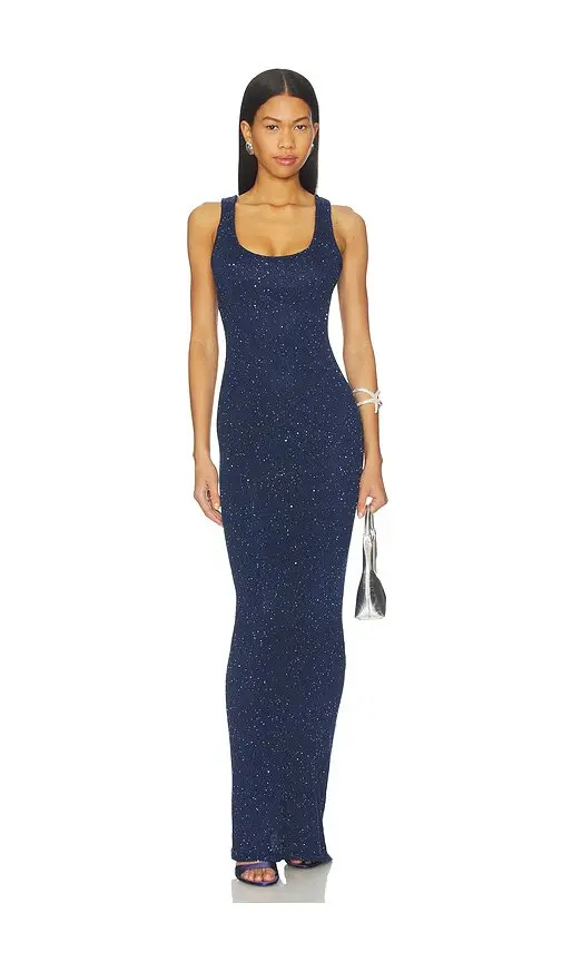 ASTA RESORT Ana Knit Maxi Dress - Navy Sequin