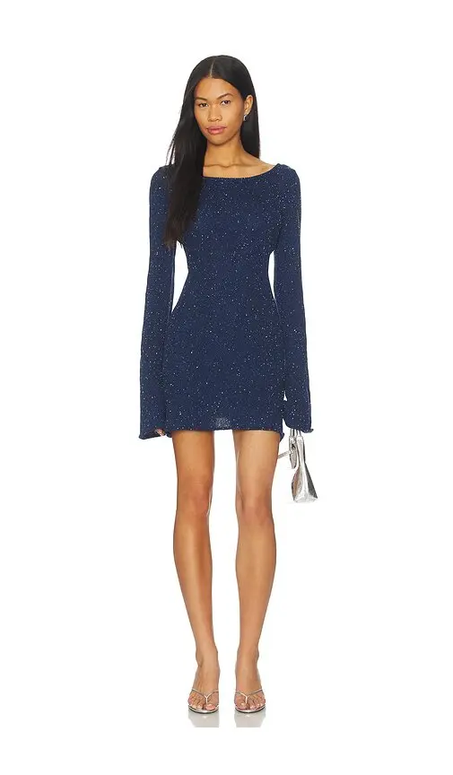 ASTA RESORT Maya Longsleeve Mini Dress - Navy Sequin