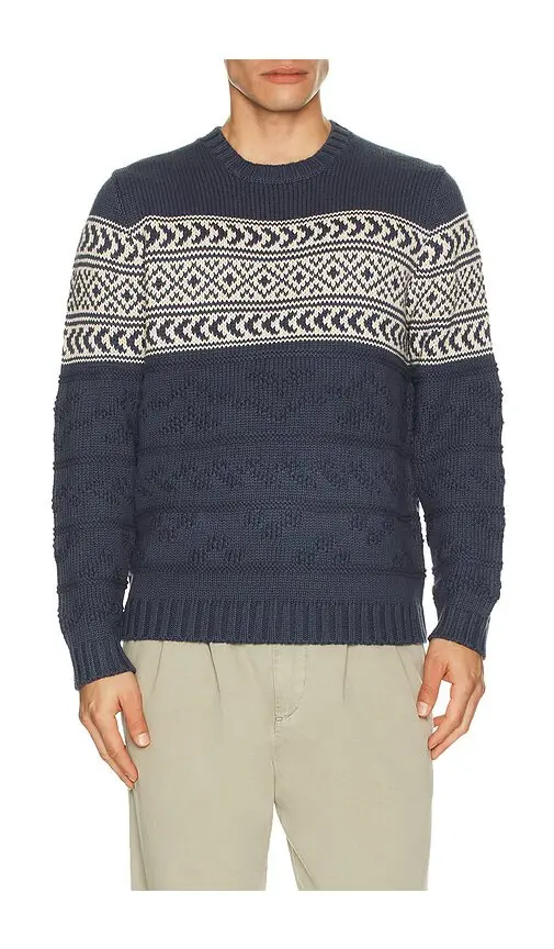 Marine Layer Textured Fair Isle Sweater - Navy