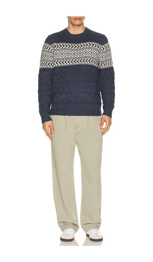 Marine Layer Textured Fair Isle Sweater - Navy