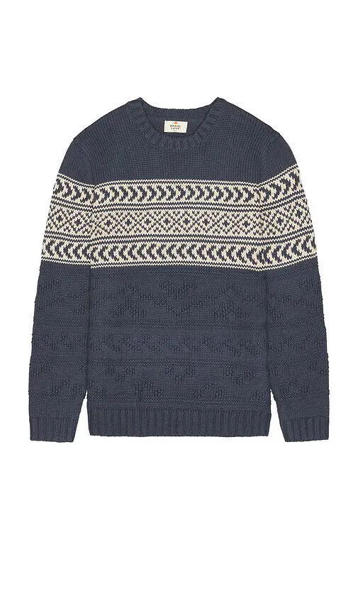 Marine Layer Textured Fair Isle Sweater - Navy