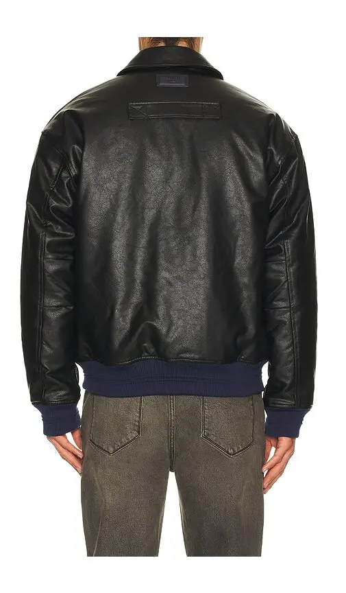 Scotch & Soda Faux Leather Puffer Jacket In Black