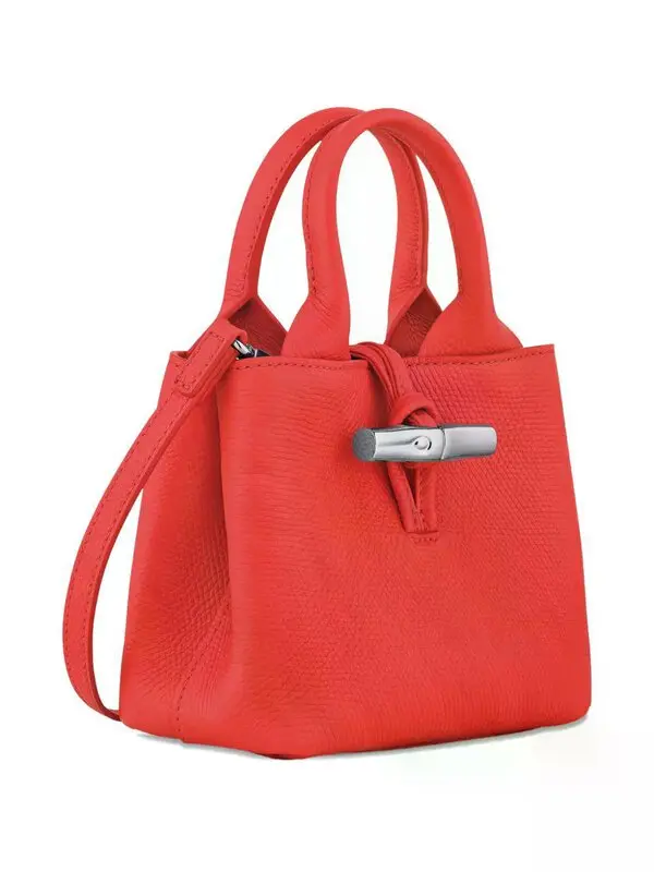 Longchamp Mini Le Roseau Grained-leather Tote - Red