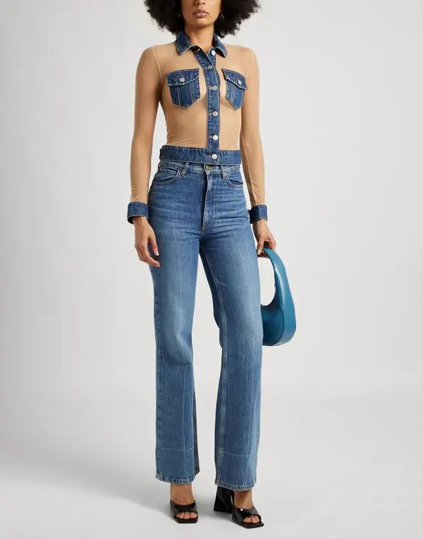 Coperni Two-tone Tulle And Denim Shirt