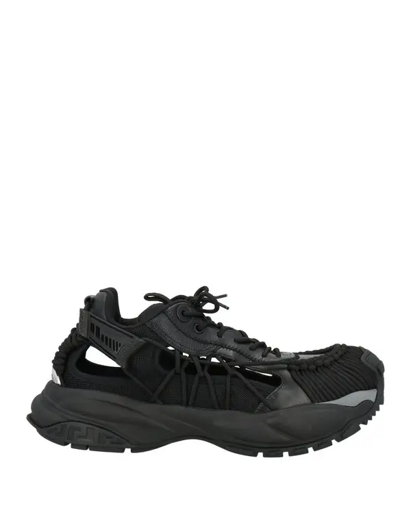 Versace Calfskin And Textile Fiber Sneakers - Black