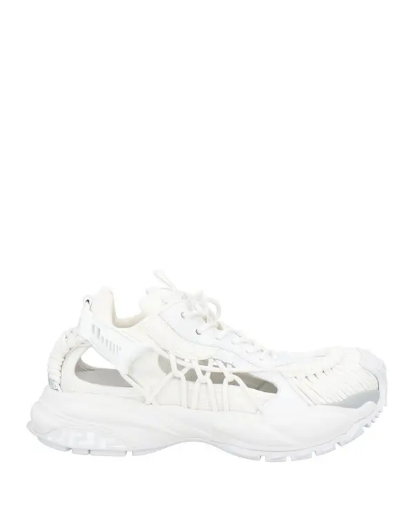 Versace Calfskin And Textile Fiber Chunky Sneakers - White