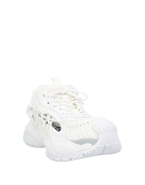 Versace Calfskin And Textile Fiber Chunky Sneakers - White