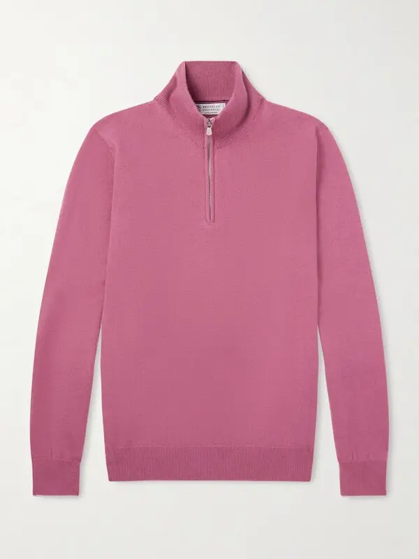 Brunello Cucinelli Cashmere Half-zip Sweater - Pink