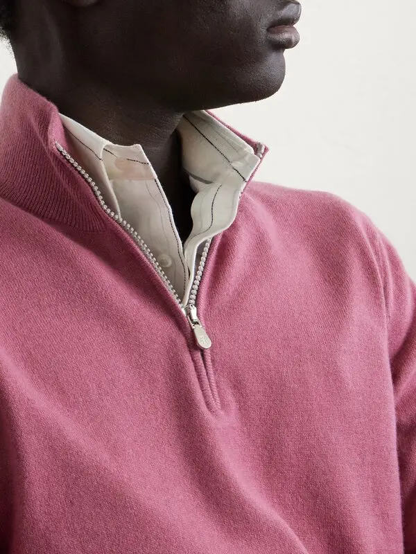 Brunello Cucinelli Cashmere Half-zip Sweater - Pink