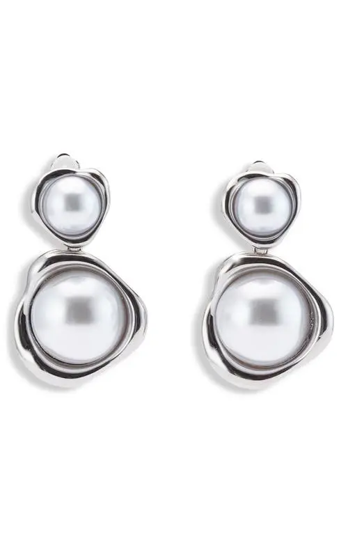 LELET NY Sloane Pearl Drop Clip-on Earrings - Rhodium