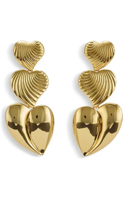 LELET NY Juliette Heart Drop Earrings - Antique Gold