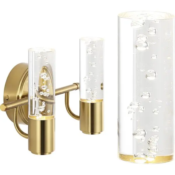 JONATHAN Y Bolha 2-light Minimalist Modern Bubble Acrylic/iron Integrated Led Vanity Light - Brass Gold
