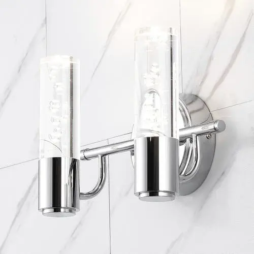 JONATHAN Y Bolha 2-light Minimalist Modern Bubble Acrylic/iron Integrated Led Vanity Light - Chrome
