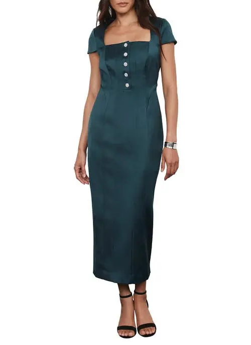 Mint Velvet Satin Midi Dress - Green