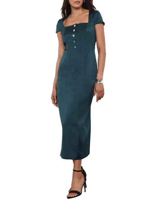 Mint Velvet Satin Midi Dress - Green