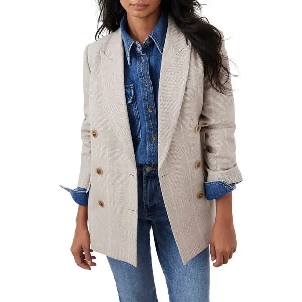 Mint Velvet Checked Double Breasted Blazer