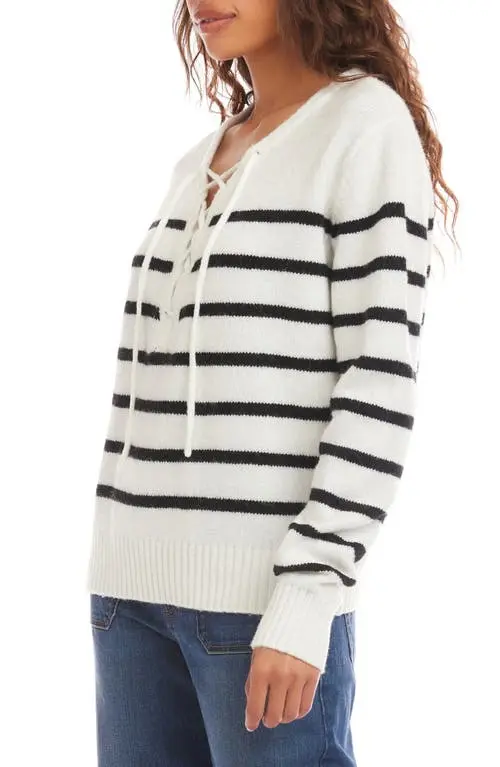 Karen Kane Lace-up Striped Sweater