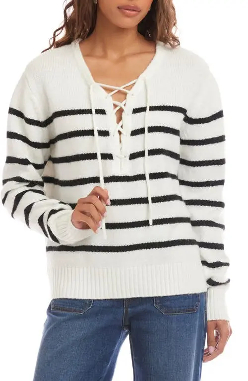 Karen Kane Lace-up Striped Sweater