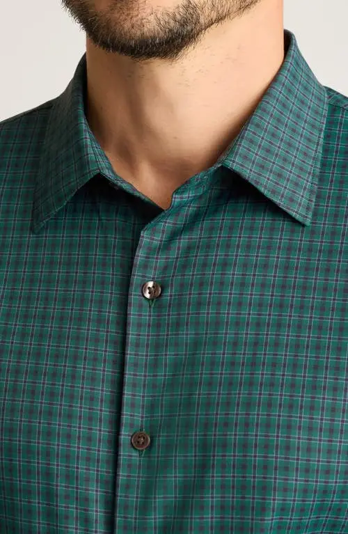 Bonobos Tech Slim Fit Green Gingham Check Performance Button-down Shirt