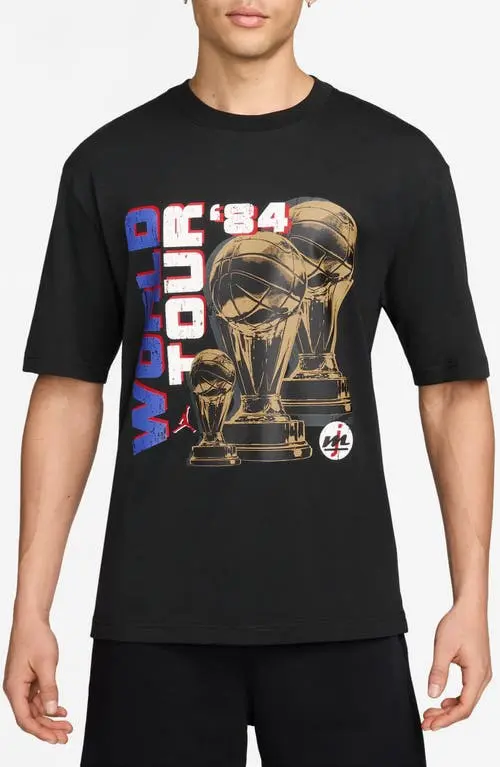 JORDAN World Tour Cotton Graphic T-shirt - Black