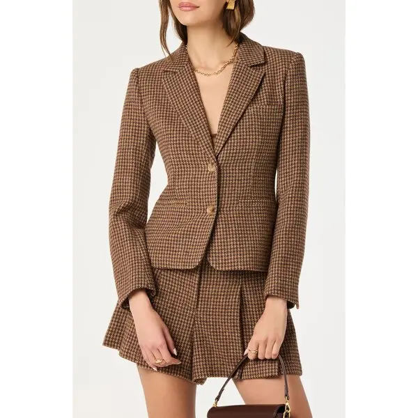 Astr The Label Houndstooth Fitted Blazer