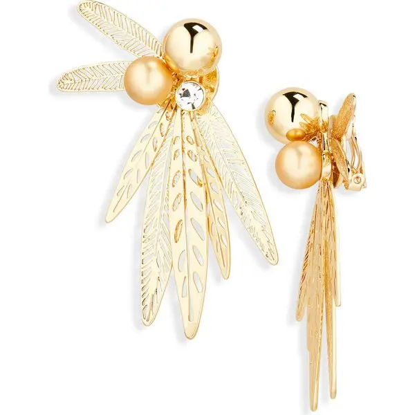 Carolina Herrera Olive Leaf Clip-on Earrings - Gold