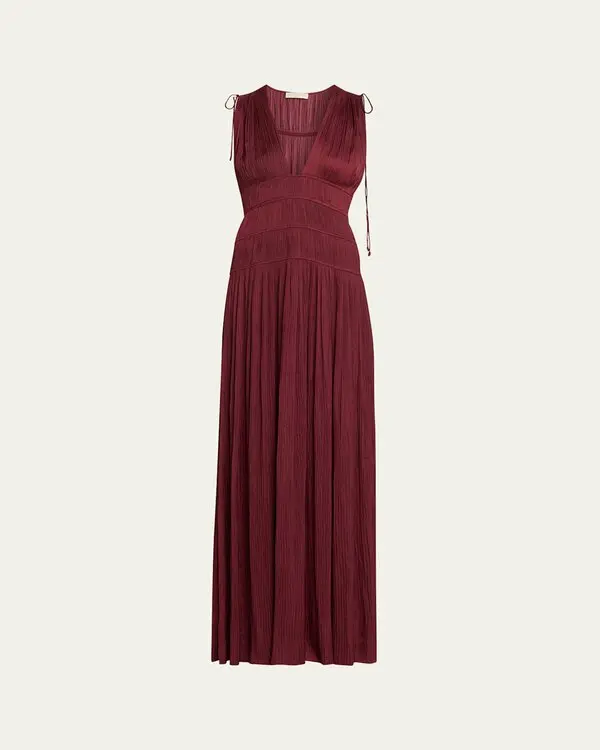 Ulla Johnson Tasneem Pleated Deep-v Gown