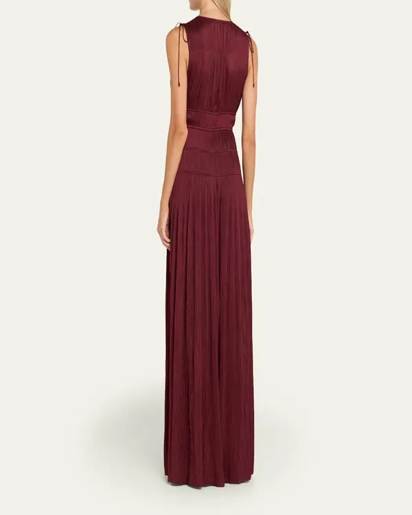 Ulla Johnson Tasneem Pleated Deep-v Gown