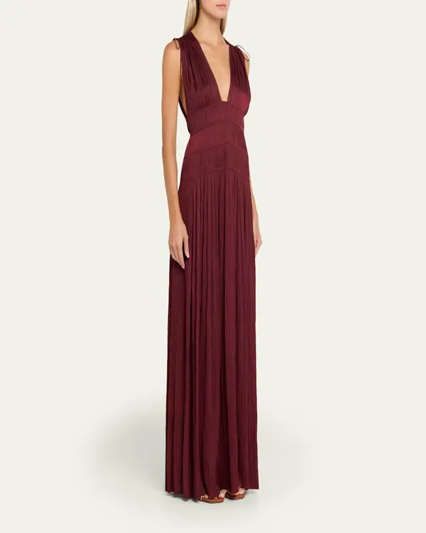 Ulla Johnson Tasneem Pleated Deep-v Gown