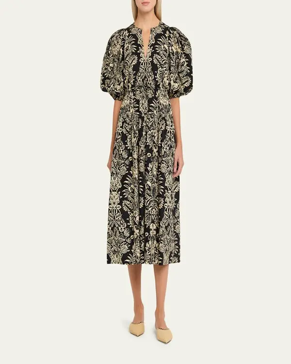 Ulla Johnson Tasneem Pleated Deep-v Gown