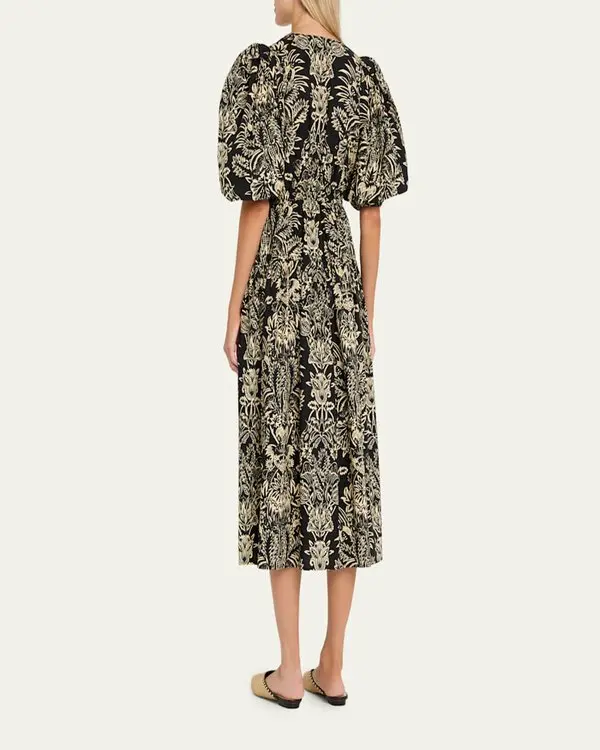Ulla Johnson Tasneem Pleated Deep-v Gown