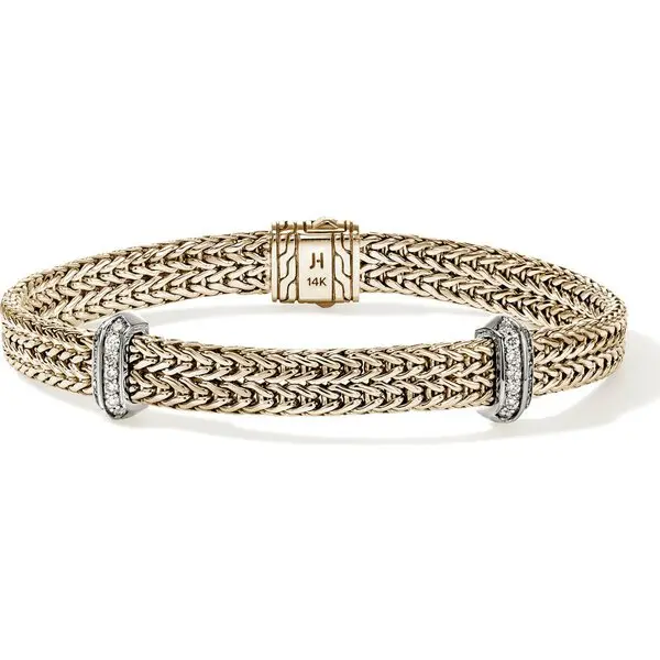John Hardy Icon Link Diamond Station Bracelet - Gold