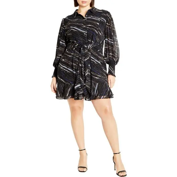 City Chic Jianna Tie Waist Shirt Dress