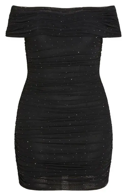 City Chic Kayla Diamante Off-the-shoulder Mini Dress