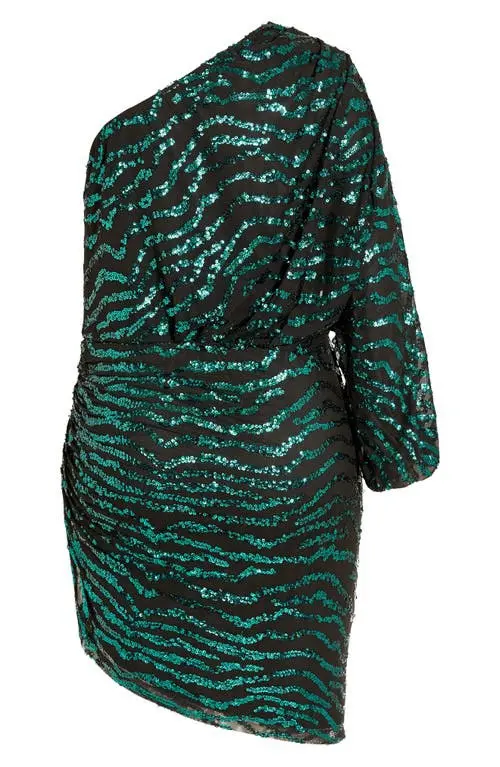 City Chic Sequin One-shoulder Dress