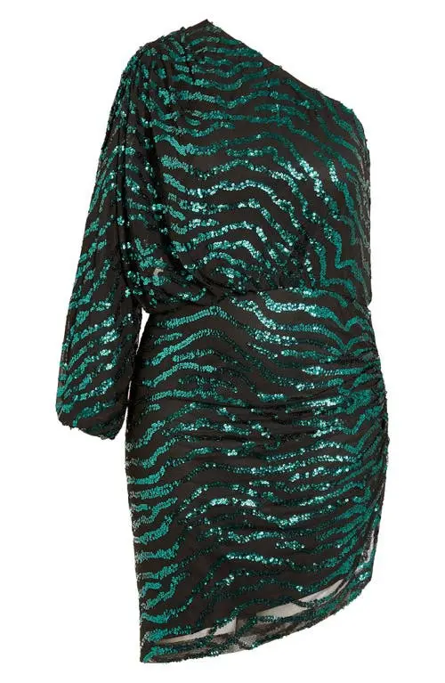 City Chic Sequin One-shoulder Dress