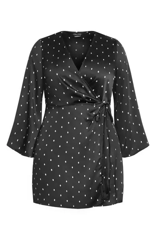 City Chic Dot Wrap Dress