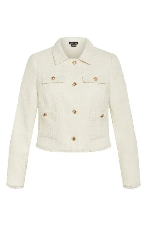 City Chic Mariah Fray Hem Tweed Jacket