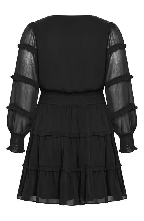 City Chic Daisy June Tiered Long Sleeve Dress