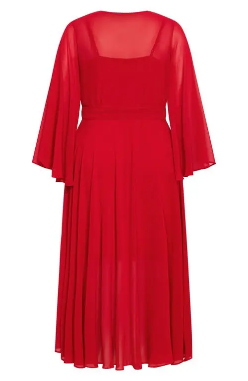 City Chic Long Sleeve Chiffon Wrap Dress