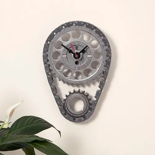 UNCOMMON GOODS Auto Timing Chain And Gears Wall Clock - Metallic Silver