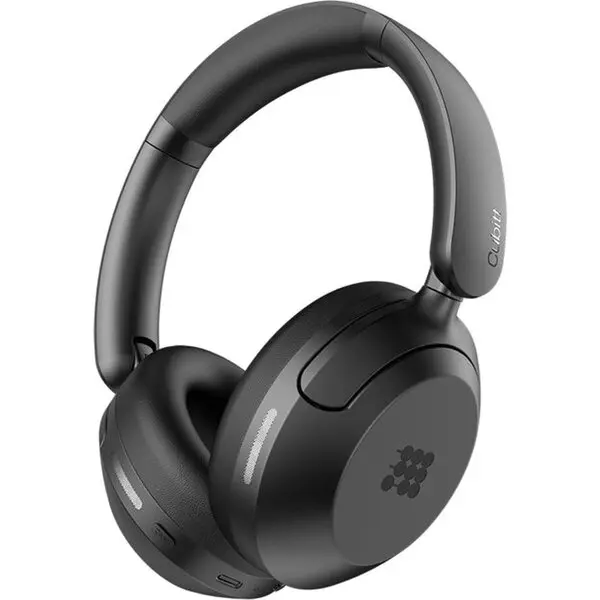 CUBITT Power Headphones With Hybrid Anc, 60h Battery, Foldable Design & Immersive Sound For Travel, Work - Black