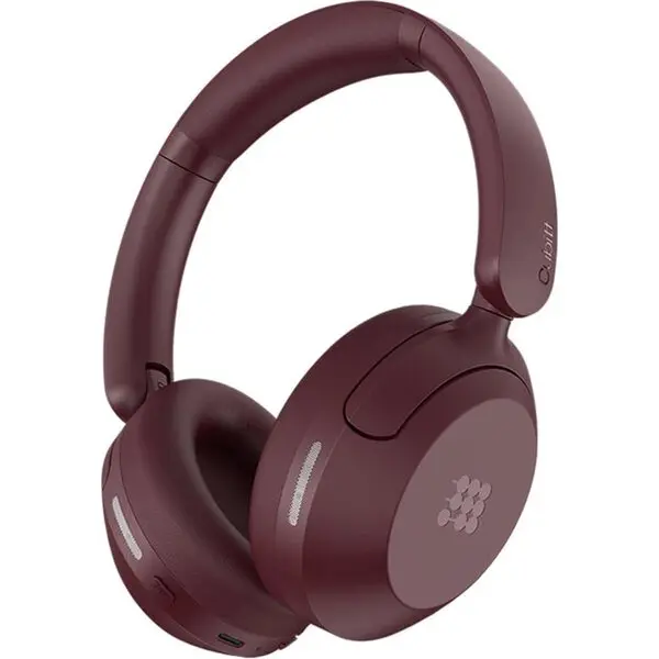 CUBITT Power Headphones With Hybrid Anc, 60h Battery, Foldable Design & Immersive Sound For Travel, Work - Burgundy