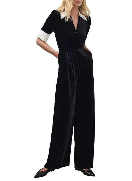 Mint Velvet Velvet Embellished Jumpsuit - Black
