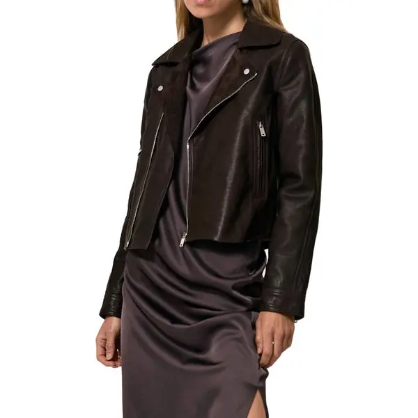 REISS Lidia Leather Moto Jacket