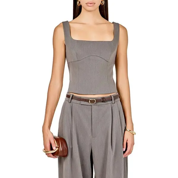 Endless Rose Back Bow Sleeveless Top - Grey