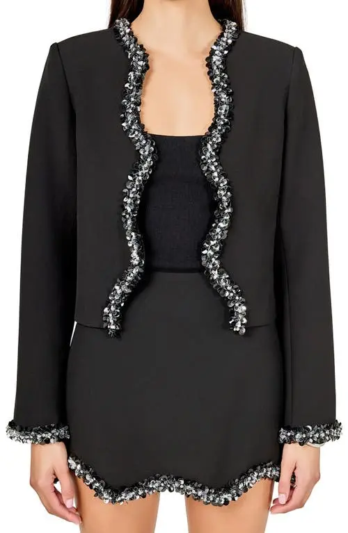 Endless Rose Rhinestone Scallop Edge Jacket