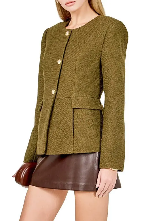 Endless Rose Collarless Blazer - Khaki