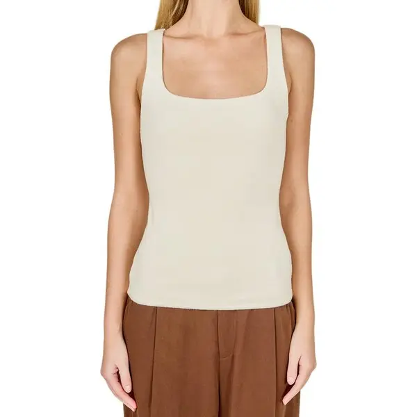 Endless Rose Ribbed Stretch-knit Tank Top - Cream