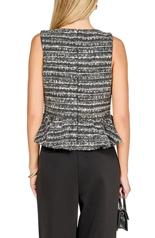 Endless Rose Sequin Texture Sleeveless Peplum Top